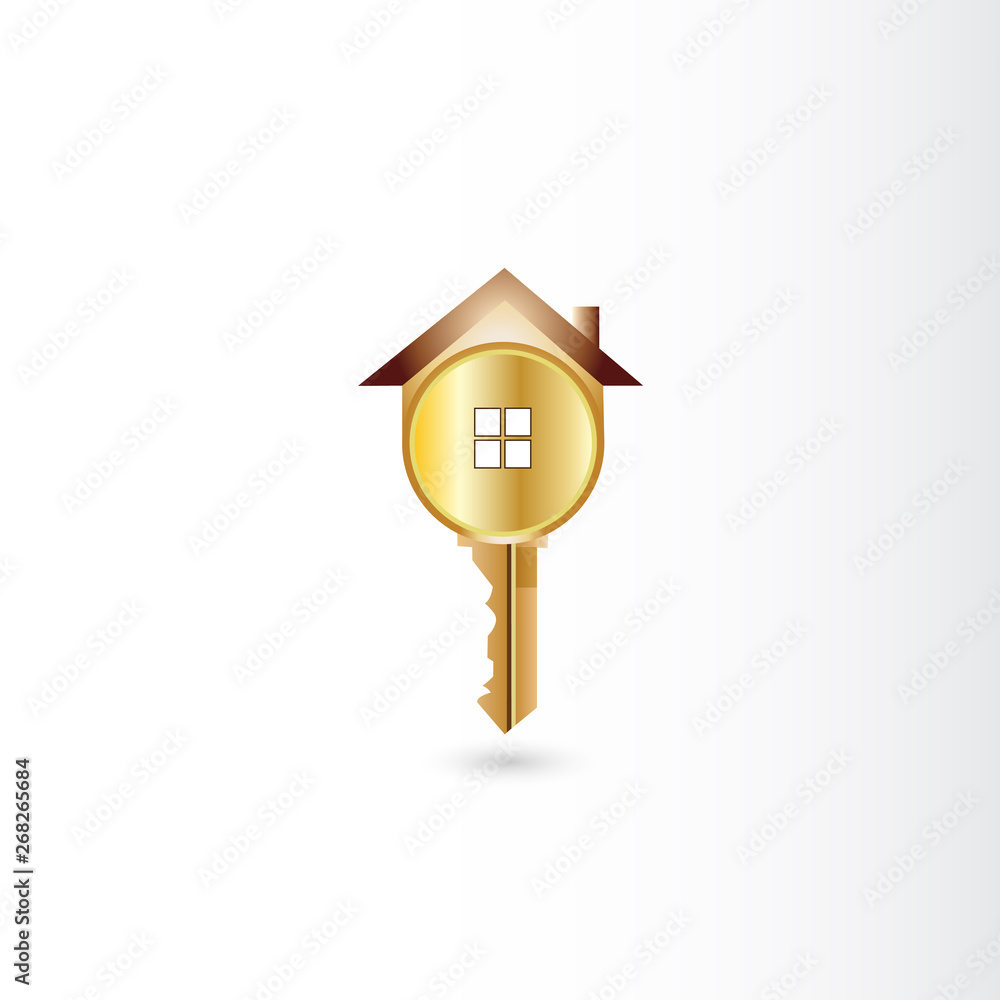 Logo gold key house vector Stock Vector | Adobe Stock
