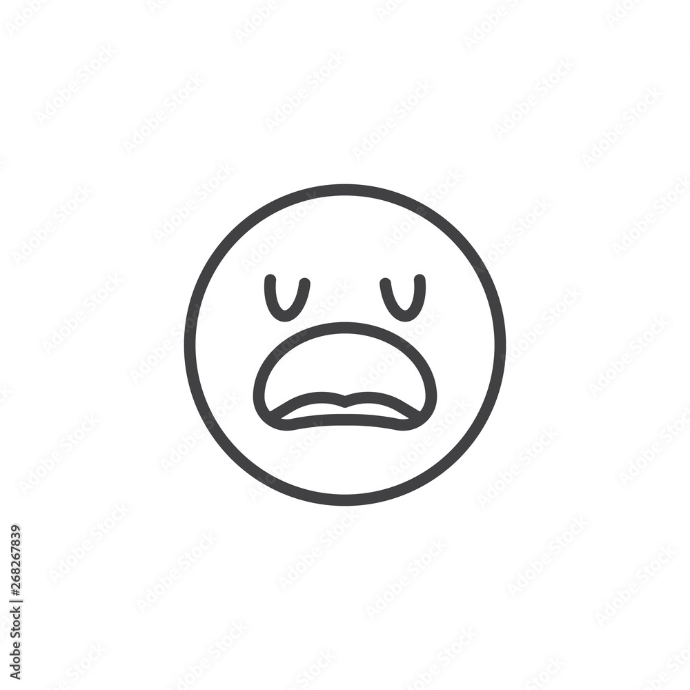 Disappointed Face emoji line icon. linear style sign for mobile concept ...