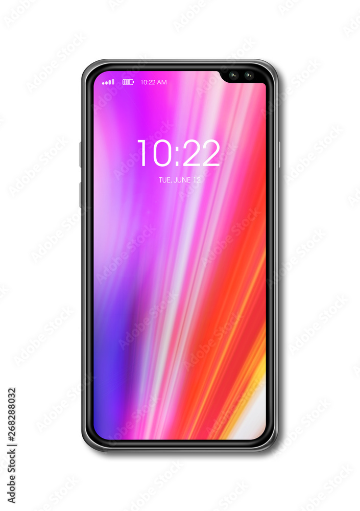 All-screen colorful smartphone mockup isolated on white. 3D render ...