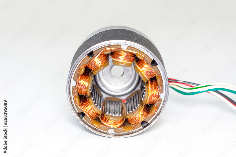 Stepper motor, disassembled, with the rotor set aside Stepper motor ...