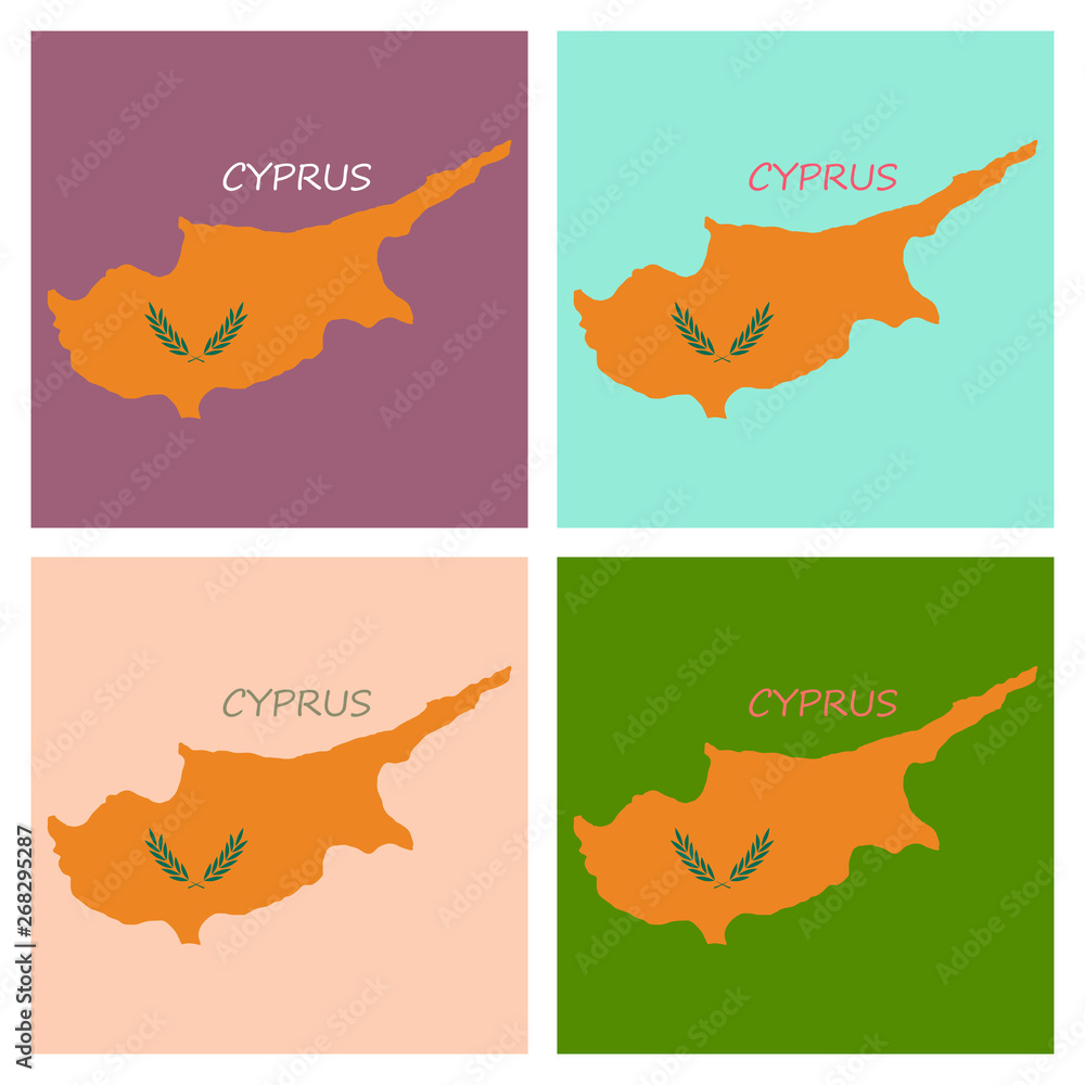 detailed illustration of a map of Cyprus with flag, eps10 vector Stock ...