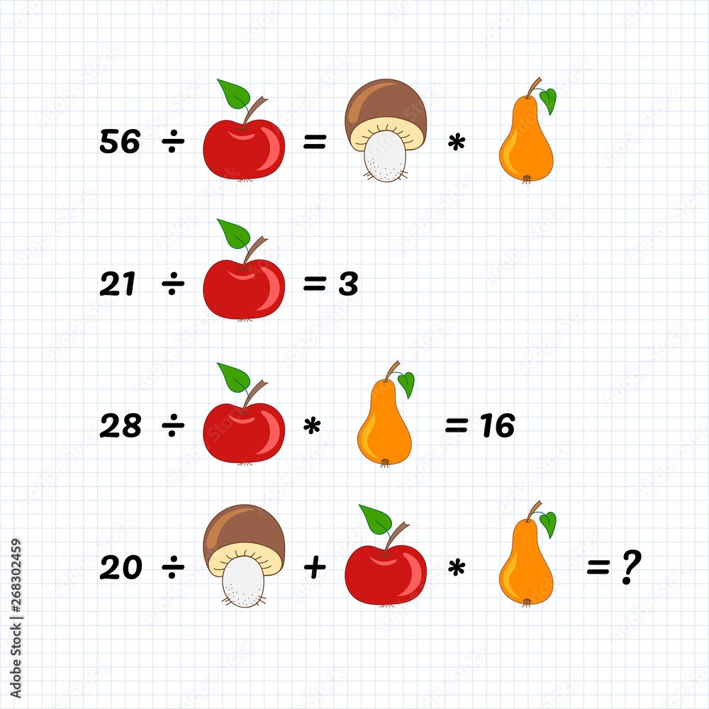 Mathematics educational game for children. Advanced level. Learning ...