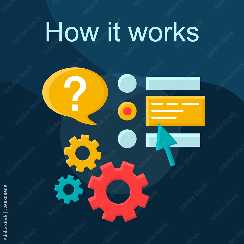 How it works flat concept vector icon Stock Vector | Adobe Stock