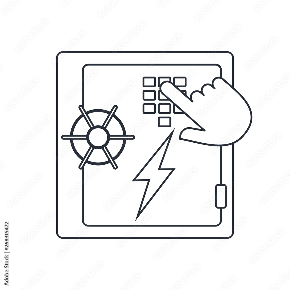Safe. Energy icon. Hand opens access to energy resources. Vector linear ...