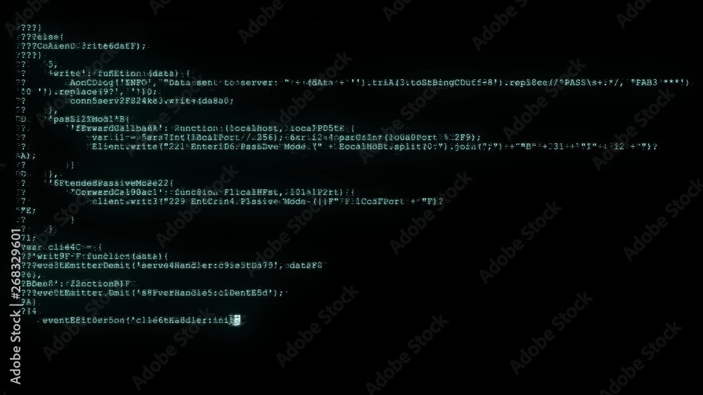 encrypted programming security hacking code data flow stream on display new quality numbers ...