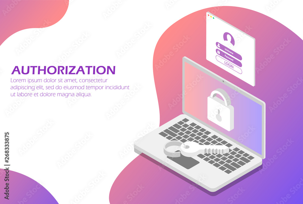 Network authorization concept isometria. Identification system. Stock ...