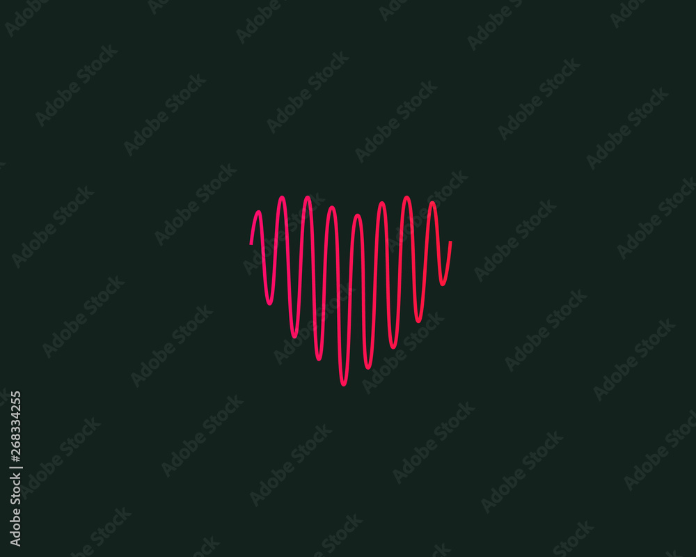 Heart line medical vector logotype. Valentines day music sound wave ...