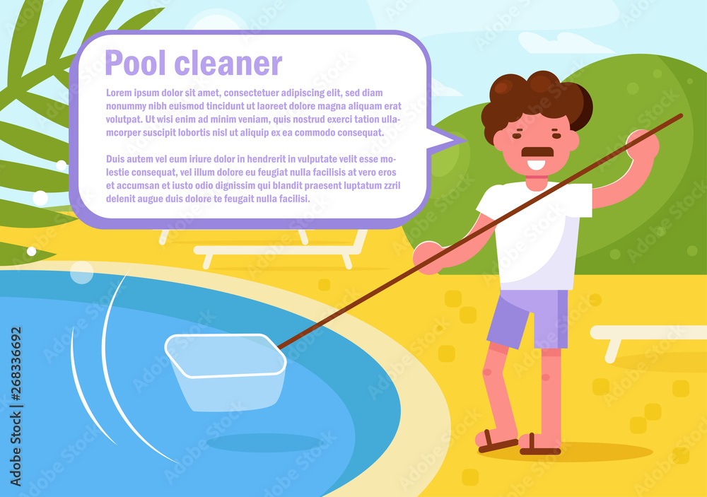 Pool cleaner Vector. Cartoon. Isolated art Flat Stock Vector | Adobe Stock