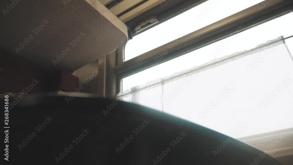 concept coach train journey travel. moving train railway bottom view of ...