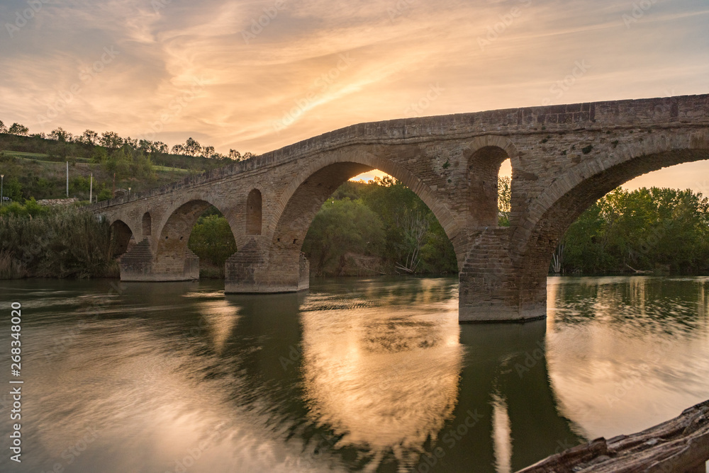 Puente la Reina (Bridge of the Queen) bridge over the Arga river ...