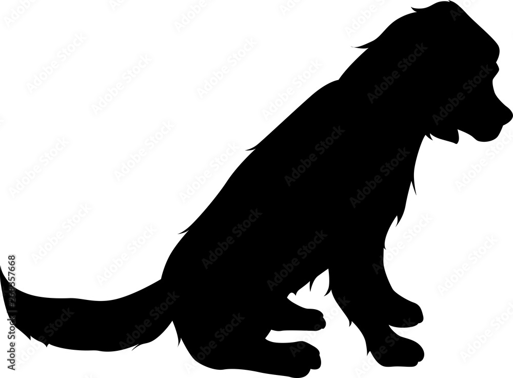 Vector silhouette of a golden retriever puppy sitting Stock Vector ...