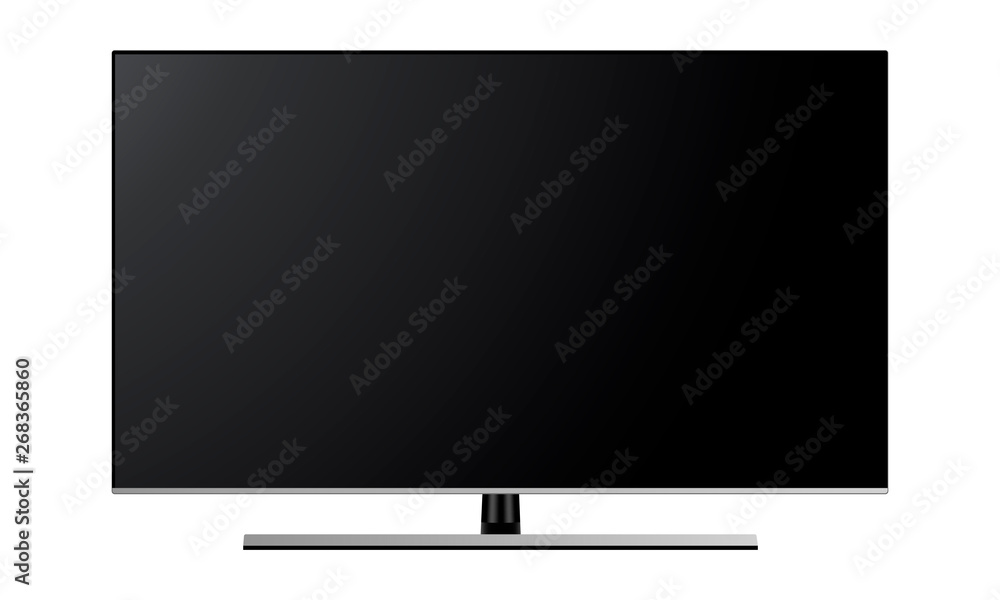 Modern wide TV screen mockup isolated on white background. Vector ...