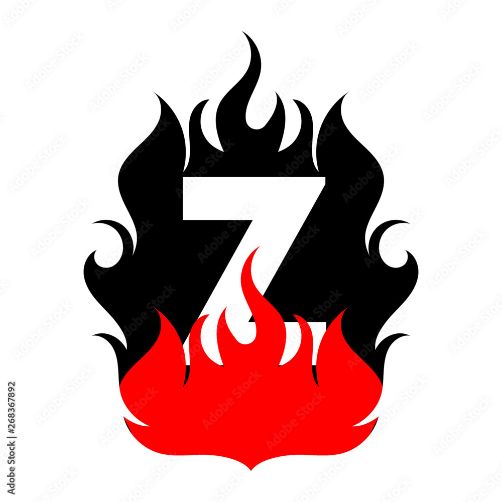 Fire font red flame badge art numbers ampersand round design letters ...