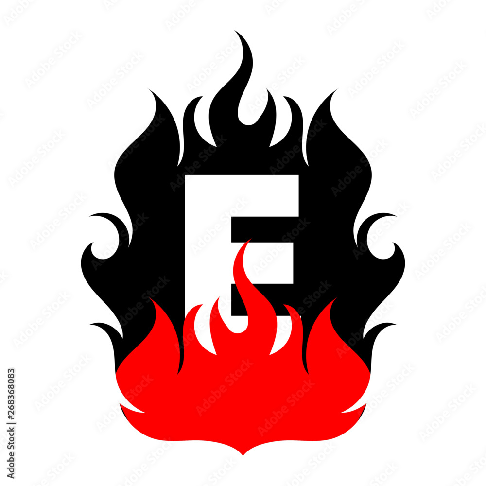 Fire font red flame badge art numbers ampersand round design letters ...