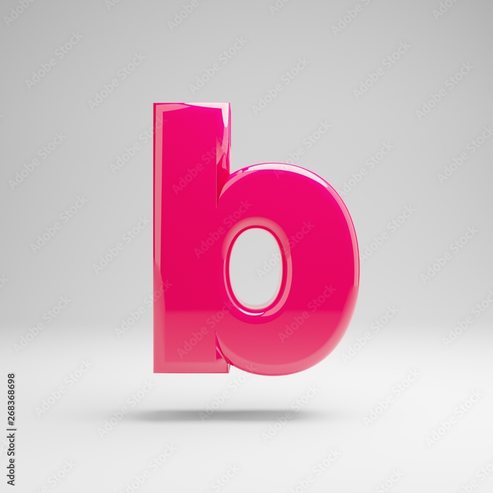 Glossy pink lowercase letter B isolated on white background. Stock ...