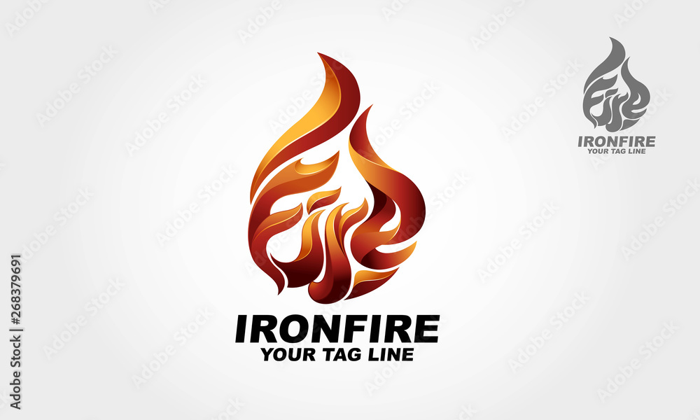 Iron Fire Vector Logo made from letters of fire. The logo looks great on a business card ...