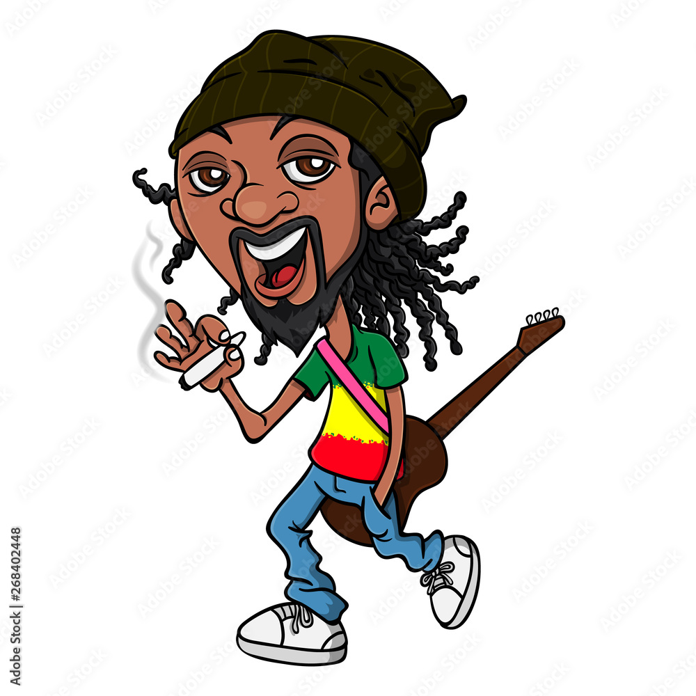 Rasta Man Cartoon Smoking