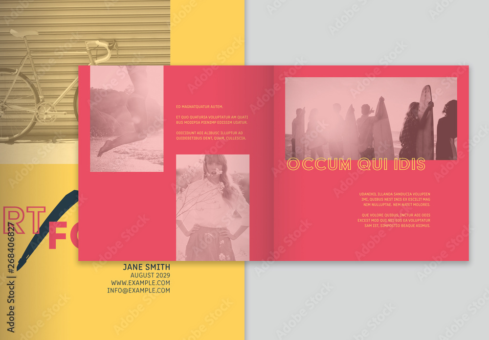 Colouful Portfolio Layout with Photo Overlays Stock Template | Adobe Stock