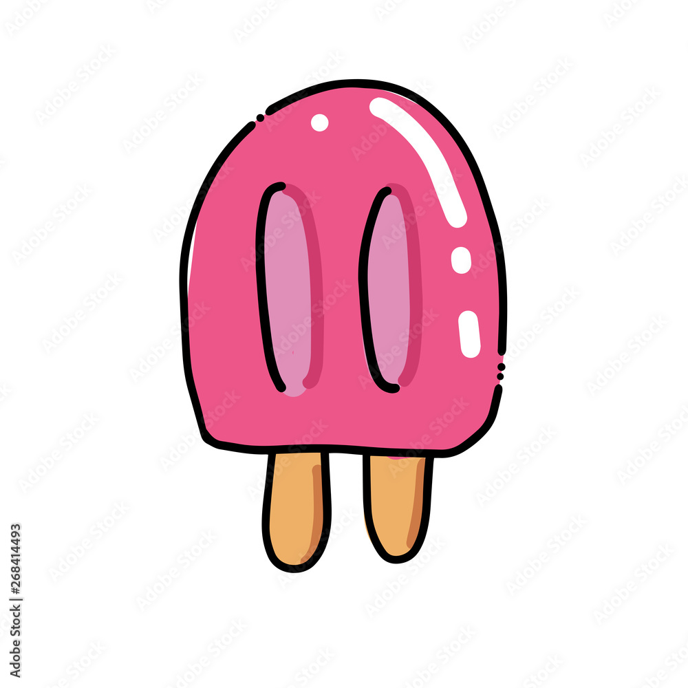 Ice Cream Choc-ice with two sticks Sketch. Hand drawn cartoon isolated ...