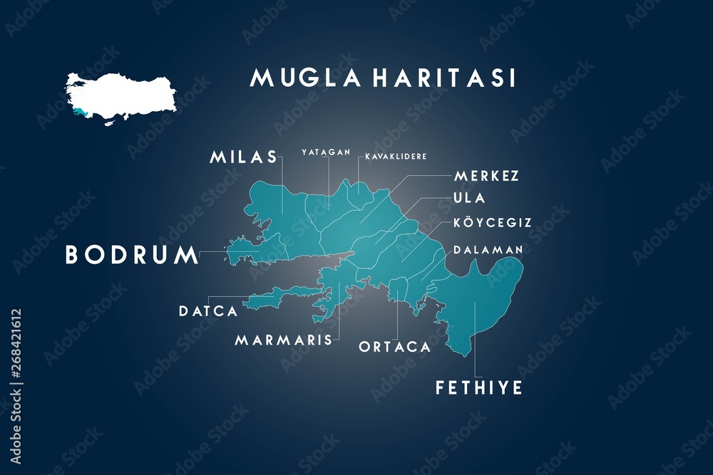 Mugla districts Bodrum, Dalaman, Datca, Fethiye, Kavaklidere, Koycegiz ...