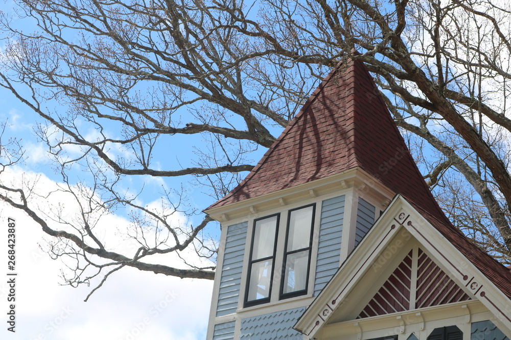 Rooftop of old wooden historic victorian home Stock Photo | Adobe Stock