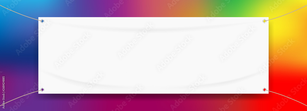 vinyl banner blank white isolated on colorful art background, white ...