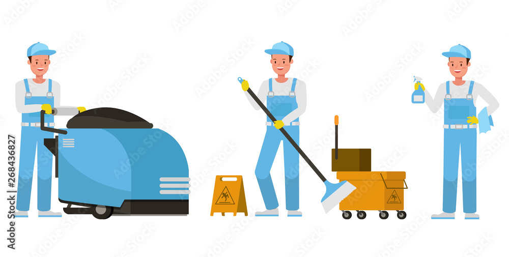 Janitor vector character design. Presentation in various action. no3 ...
