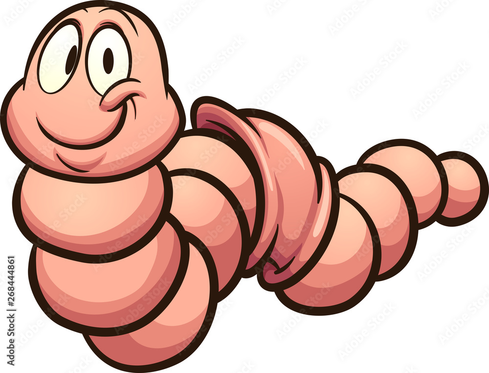 Vecteur Stock Happy cartoon worm character clip art. Vector ...