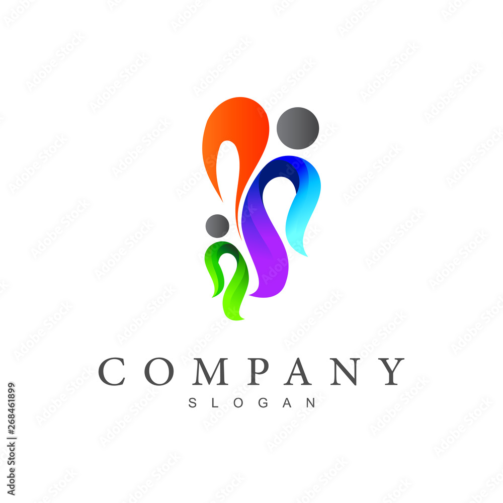 human logo , family icon + logo of two people standing Stock Vector ...