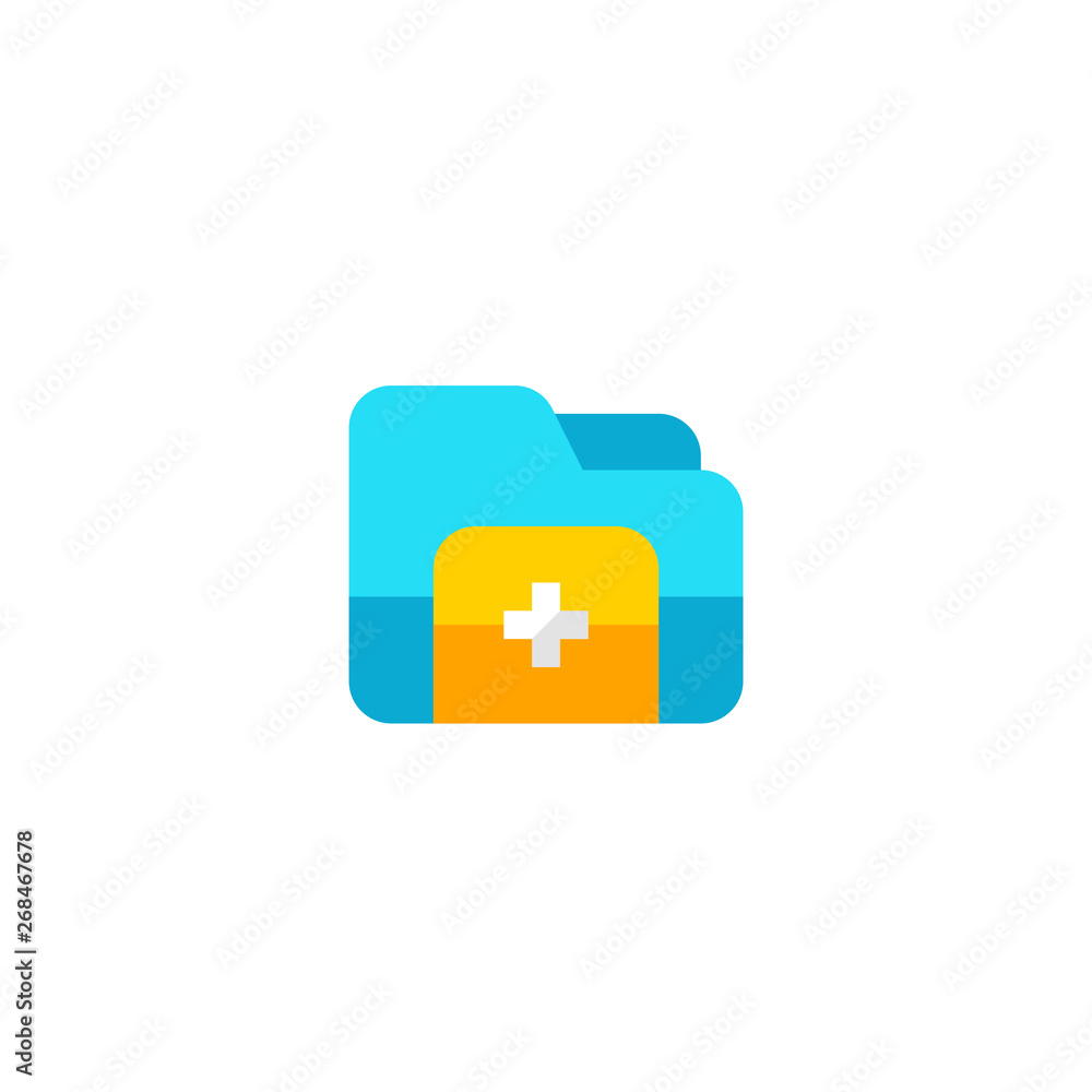 Hospital document folder icon. File with plus symbol. medical ...