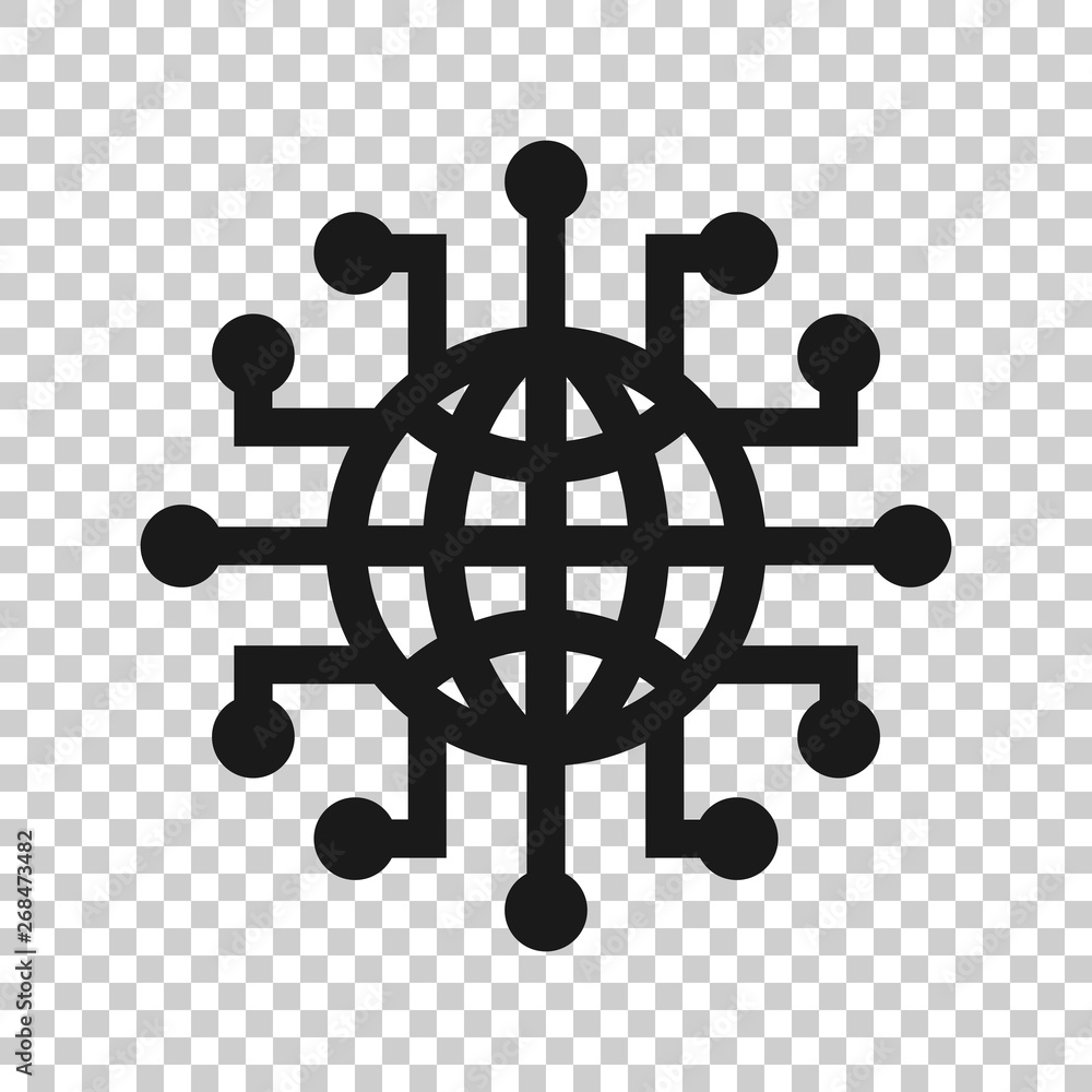 Global network icon in transparent style. Cyber world vector ...