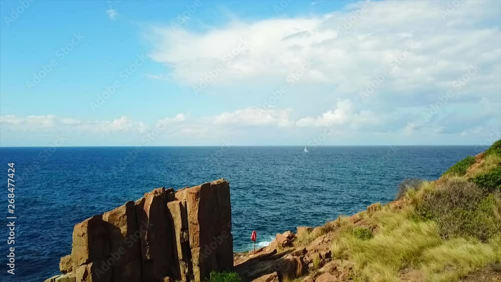 Natural rock formations of basalt columns on the Australian coastline ...