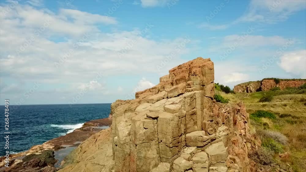 Natural rock formations of basalt columns on the Australian coastline ...