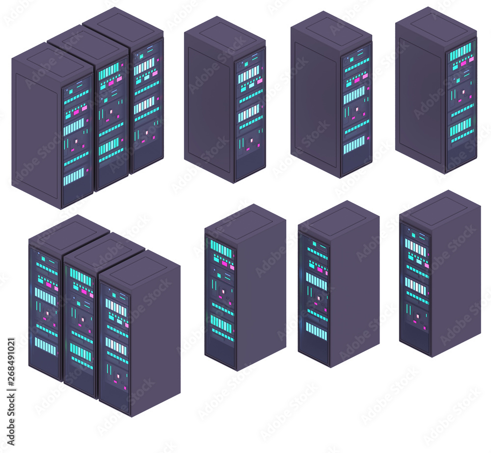 Server farm data center cloud computing mainframe, 3 variations ...