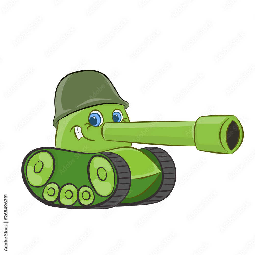 cartoon tank with a face smiling vector Stock Vector | Adobe Stock