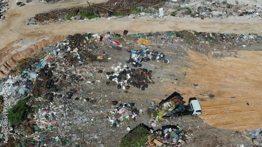 Plastic garbage dumped in landfill. Plastic trash is dumped in Malaysia ...