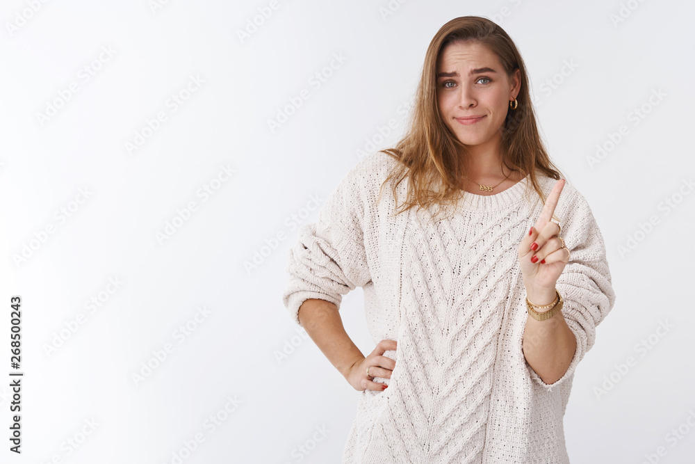 Arrogant stylish good-looking woman waving index finger no gesture ...