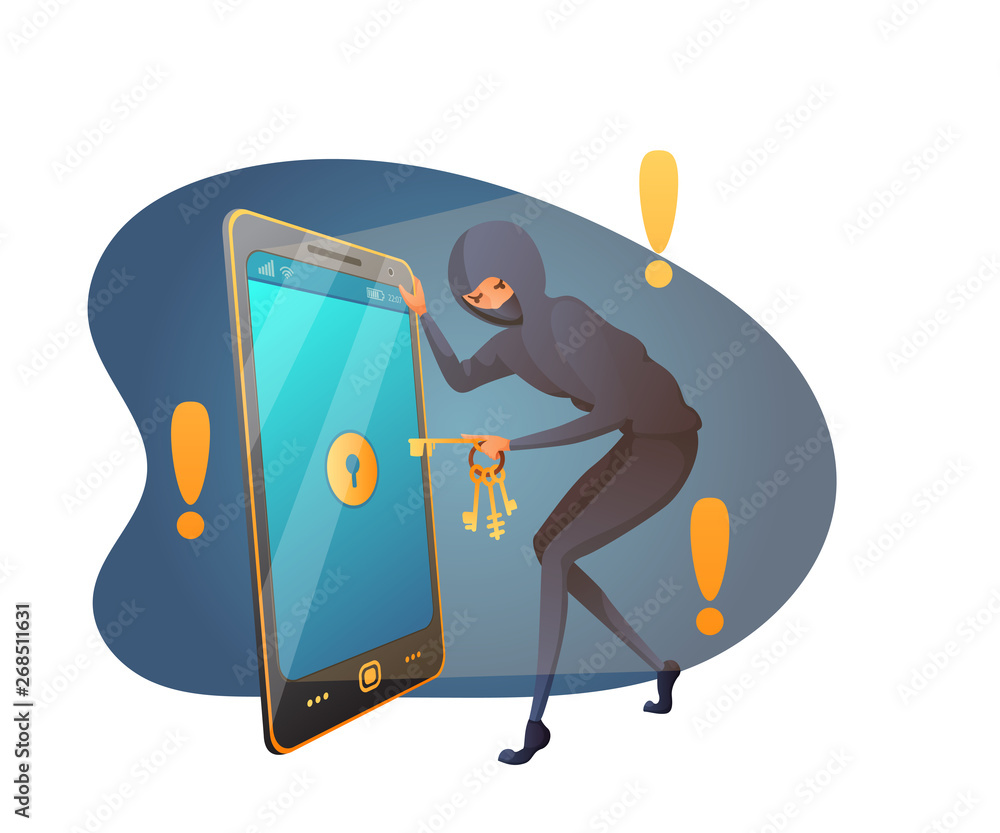 Password cracking flat vector illustration isolated on white background ...