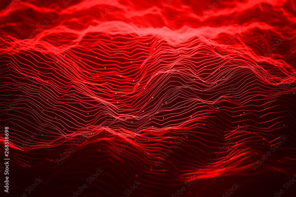 Abstract red neon light waves background Stock Illustration | Adobe Stock