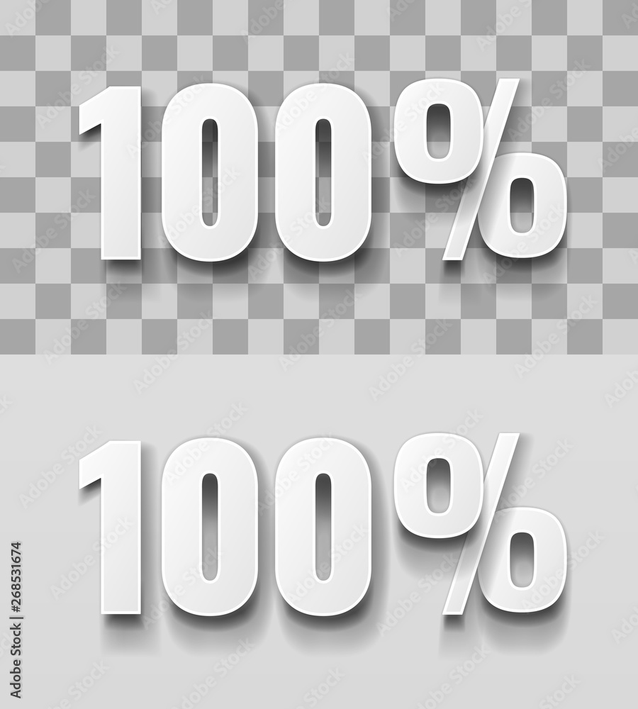 100% white sign on transparent and grey background Stock Vector | Adobe ...