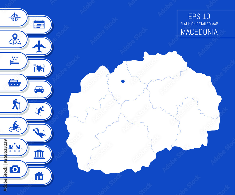 Vetor do Stock: Flat high detailed Macedonia map. Divided into editable ...