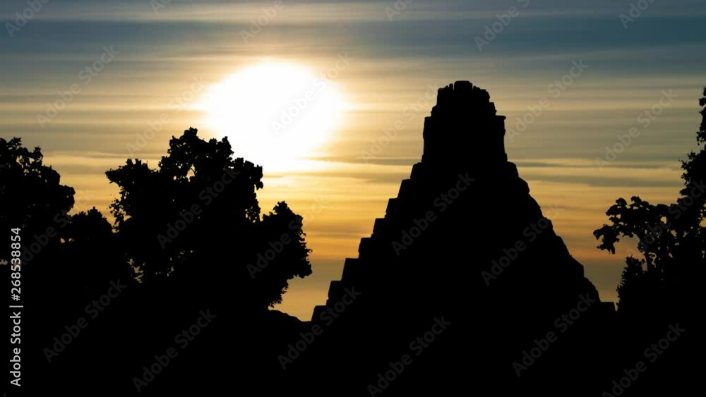 Tikal at Sunset: Ruin of Ancient City with Pyramid in one of the ...