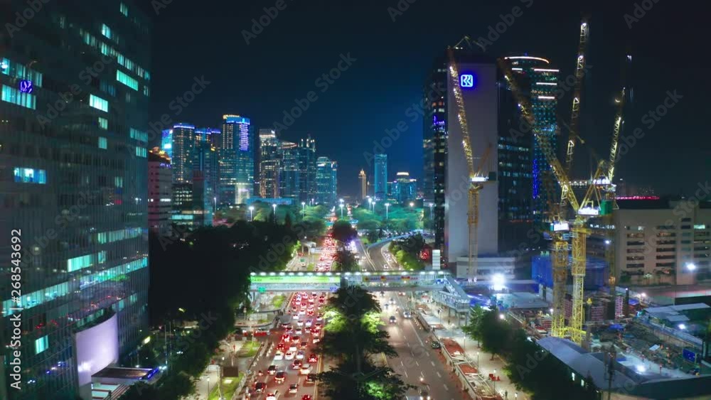JAKARTA, Indonesia - May 13, 2019: Beautiful aerial scenery of traffic ...