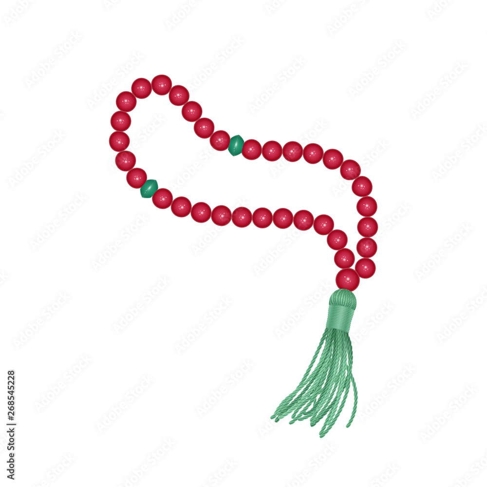 Rosary Isolated on white background, Islamic rosary vector illustration ...
