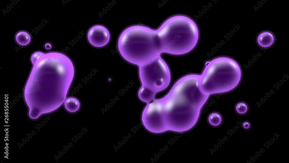 3D illustration of a purple object, a gas cloud of high-temperature ...