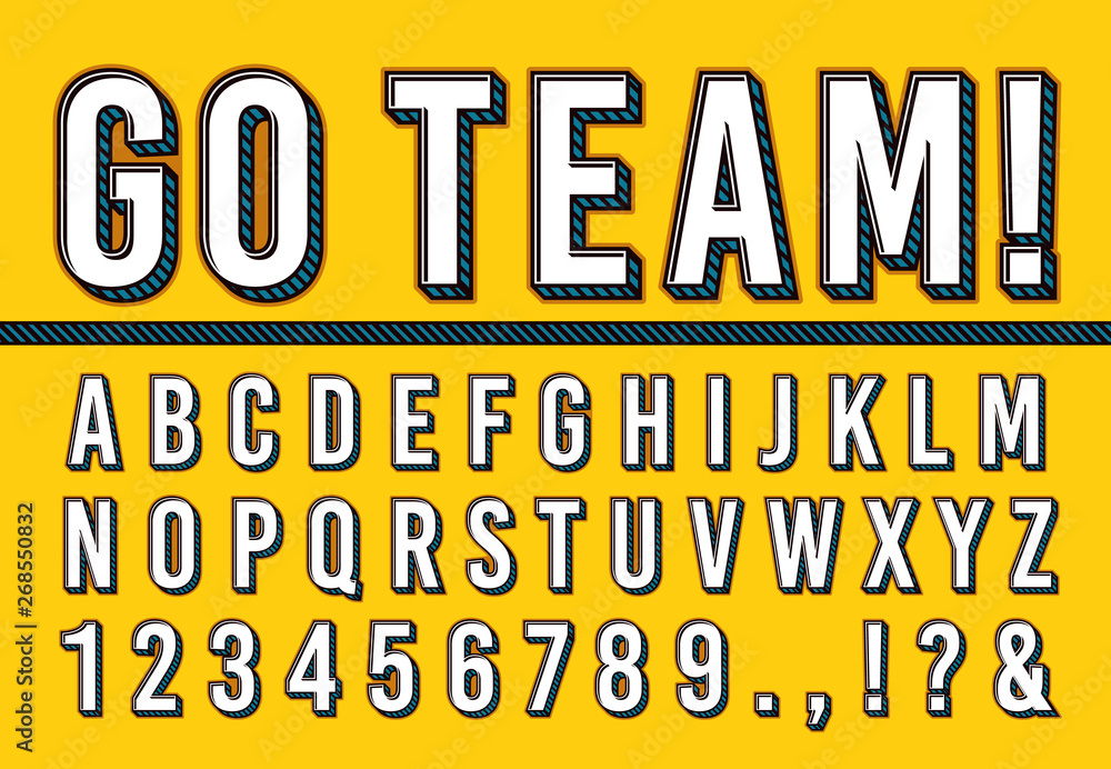 Sport letters font. College sports team typography lettering, sporting ...