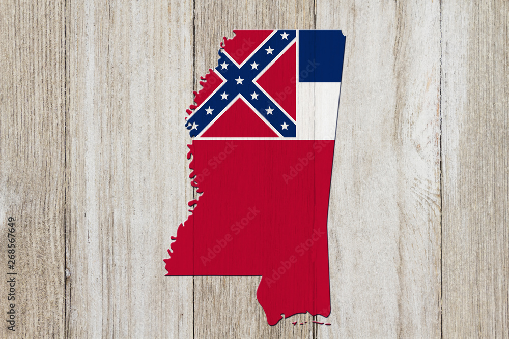 Map of Mississippi in the Mississippi flag colors Stock Photo | Adobe Stock