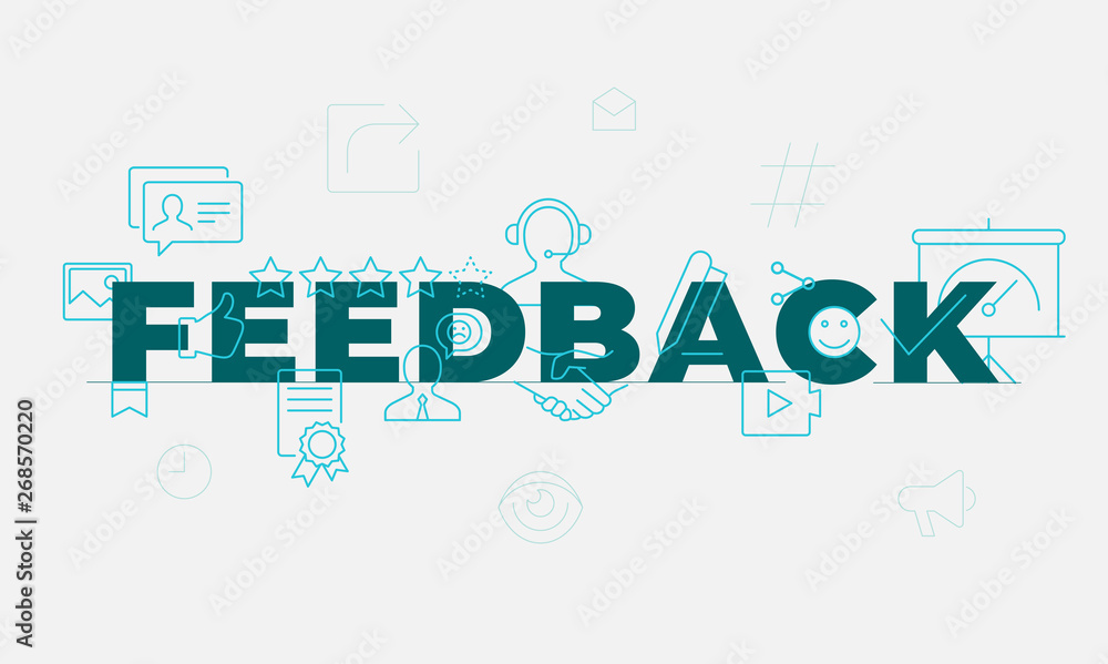 Vetor de Feedback word concept Employee engagement. Customer ...
