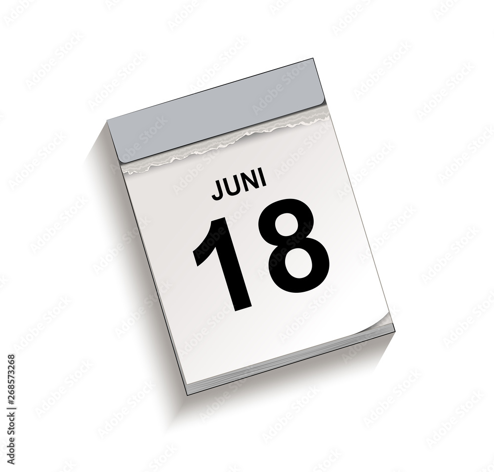 Calendar, tear-off calendar with date 18 June, Tear-off calendar ...