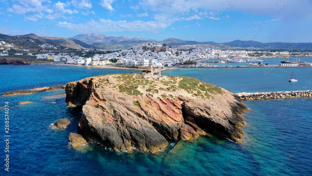 Aerial drone panoramic view of iconic and unique Temple of Apollon or ...